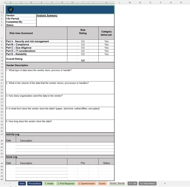 Procurement Supplier Risk Assessment Template | Excel Sheet