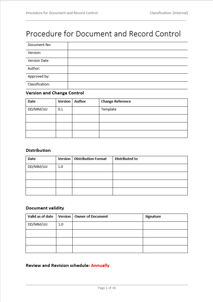 ISO 27001 Procedure For Document And Record Control
