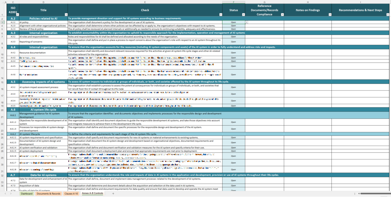 ISO 42001 Checklist Template Xls | Complete AI Compliance