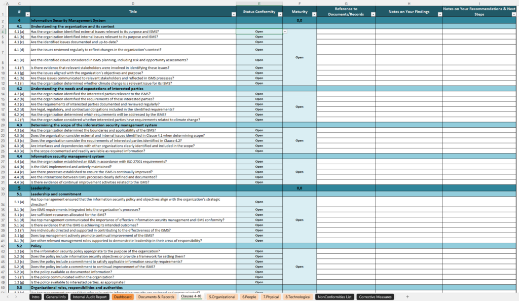 Order & Download ISO 27001 2022 Internal Audit Checklist Xls Order & Download ISO 27001 2022 Internal Audit Checklist Xls