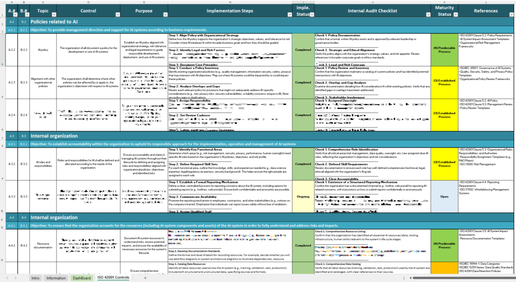 ISO 42001 Controls List | Excel Sheet Download