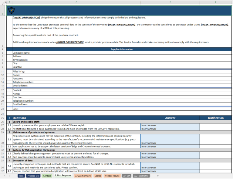 Downloadable Supplier Risk Analysis Template | Xls Format