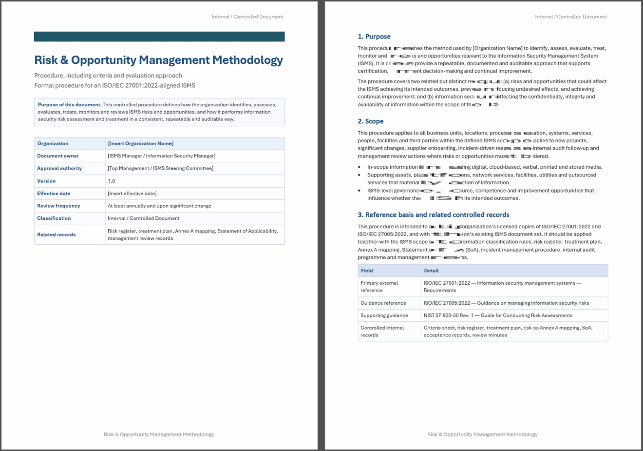 ISO 27001 Risk & Opportunity Management Methodology
